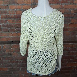 J. Jill | Sweaters | J Jill Sweater Crochet Ivory Green Open Weave ...